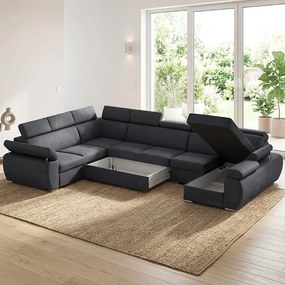 Sedací souprava BASTON | 260x390x170 cm | rozkládací + 2x úložný prostor | VÝBĚR TKANIN