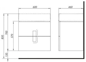 KOLO Twins Skříňka umyvadlová zásuvky 60 cm, lesk bílá 89492000