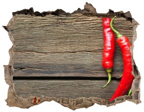 Wallmuralia Nálepka 3D díra samolepící Chilli papričky 95x64 cm