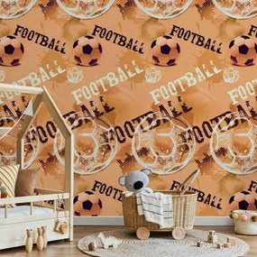 Tapeta Pro sportovního fanouška - Grafika a nápisy s fotbalovým míčem - Oranžová