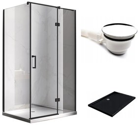 BPS-koupelny Obdélníkový sprchový kout HYD-OK03D 120x100 černý/transparent + vanička HYD-OSV-ST06C černá