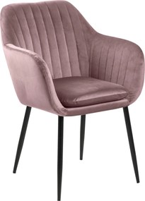XXXLutz ŽIDLE S PODRUČKAMI, velur, černá, starorůžová Ambia Home - Jídelní židle - 001749062118