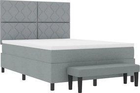 Postel s boxspringem s čelo Světle šedá 160 x 200 cm textil 3344156