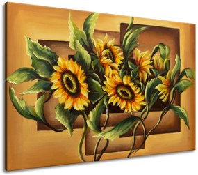 Gario Ručně malovaný obraz Kompozice Slunečnice Rozměry: 120 x 80 cm
