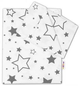 Baby Nellys 2-dílné bavlněné povlečení - Šedé hvězdy a hvězdičky - bílý Velikost povlečení: 120x90