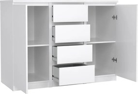 Komoda Simplicity 121 x 50 x 91 cm, bílý lesk