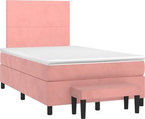 Box spring postel s matrací růžová 120 x 200 cm samet 3137718