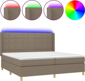 Box spring postel s matrací a LED taupe 200x200 cm textil 3138905