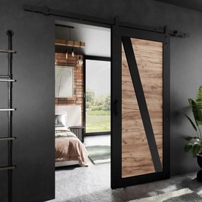 Posuvné dveře LOFT ADIO 4 černý + dub Craft zlatý 100