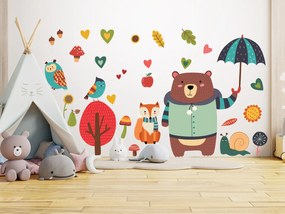 Nalepte.cz Medvídek s barevným deštníkem arch 100 x 69 cm