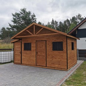 Dřevěný zahradní domek STATEK s dřevníkem bez terasy bez montáže Osobní odběr/vlastní doprava