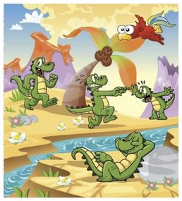 DIMEX | Vliesová fototapeta na zeď Krokodýlci MS-3-0344 | 225 x 250 cm | béžová, zelená, vícebarevná