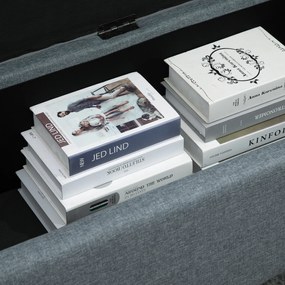 HOMCOM Lavice Čalouněná lavice s úložným prostorem Postelová lavice s víkem ve vzhledu lnu Truhlicová lavice Úložná lavice do obývacího pokoje Ložnic…