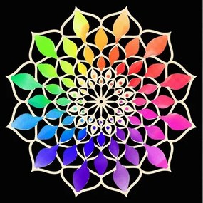 AMADEA Dřevěná dekorace mandala duhová 9 cm
