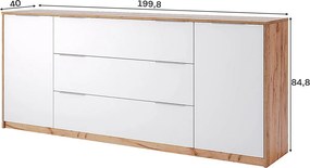Komoda 2 dveře 3 zásuvky 200 cm dub kraft / bílá Asti