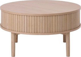 Kulatý konferenční stolek v dekoru dubu ve světle přírodní barvě ø 85 cm Meta – Unique Furniture
