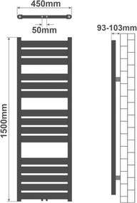 Aquamarin 74768 Designový koupelnový radiátor 1500 x 450 mm, bílý