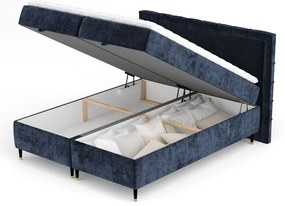 Tmavě modrá boxspring postel s úložným prostorem 180x200 cm Voyage – Maison de Rêve