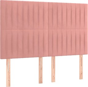 Box spring postel s matrací růžová 140x200 cm samet 3137970