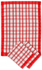 Tegatex Utěrka bavlna 3 ks - tradiční káro červená 50*70 cm