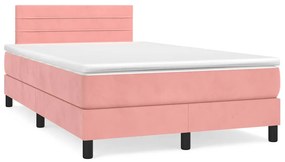 Box spring postel s matrací a LED růžová 120 x 190 cm samet 3270164