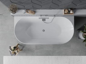 Mexen Oval Slim volně stojící vana u zdi 170 x 80 cm, bílá, přepad chrom - 52661708000-01