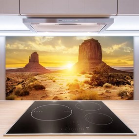 Kuchyňský skleněný panel Poušť Slunce Krajina 100x50 cm