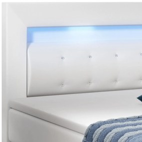 Goleto Postel Box Spring Montana s LED osvětlením 140 x 200 cm | bílá