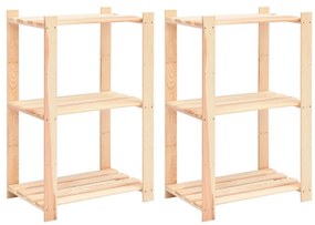Regály 3 police 2 ks 60 x 38 x 90 cm masivní borovice 150 kg 3051121