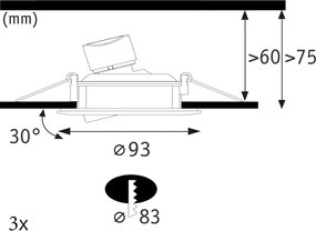 P 92419 LED vestavné svítidlo Nova Plus GU10 Flat IP65 93mm 3x4,9W 230V stmívatelné 2700K zlatá mat - PAULMANN