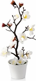 umělá květina, bonsai švestkového květu, plast, výška 28 cm, bílá, Dekorino UK20260003
