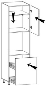 ASPEN gr | skříňka D60P pro vestavnou troubu | PRAVÁ | šedá lesk