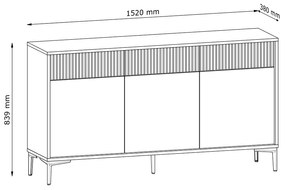 UNO | komoda K3D3S | 152 cm | béžová | lamino o síle 18 mm
