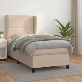 Box spring postel s matrací cappuccino 90x190 cm umělá kůže