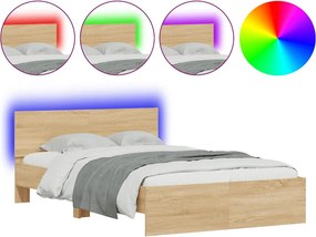Rám postele s čelem a LED osvětlením dub sonoma 120 x 190 cm 3207639