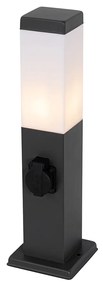 Venkovní lampa tmavě šedá 45 cm se zásuvkou IP44 - Malios