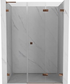 Mexen Lunar-F L skládací sprchové dveře pravé 140 cm, transparentní, růžové zlato - 836SL-140-050-60-00-P