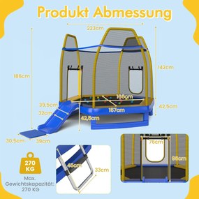 Costway Zahradní trampolína Ø 223 cm se skluzavkou, nosnost 270 kg