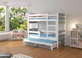 ADRK Furniture Patrová postel pro tři osoby s matracemi KARLO CH-Kar-W+G-E1074