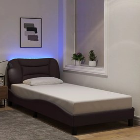 Rám postele s LED bez matrace Hvar Tmavě hnědá 90x200 cm Látka 3213679