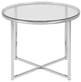 Cross příruční stolek sklo/chrom ⌀55 cm
