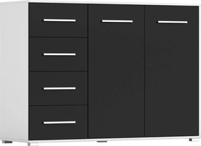 IDZ Komoda FRIDA 2D4S 01, 135 cm Černá / Bílá