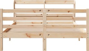 Rám postele s čelem 160 x 200 cm masivní borové dřevo 3306688