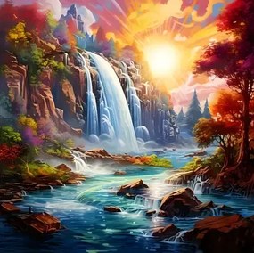 NORIMPEX Malování podle čísel Vodopád při západu slunce / 40x50 cm / p