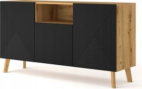 Komoda Luxi 3D 146 cm dub artisan černá matná