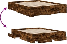 Rám postele se zásuvkami kouřový dub 150 x 200 cm kompozit 3280381