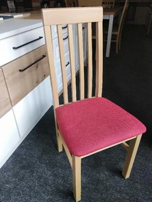 Dřevěná jídelní židle s čalouněním Nilo 1 dub grandson  červený potah látka výprodej