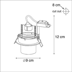 Sada 6 moderních zapuštěných bodových svítidel bílá kulatá naklápěcí - Installa