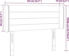 Čelo postele s LED světle šedé 83 x 16 x 78/88 cm samet 3123406