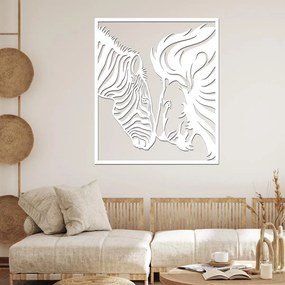 dřevo života Dřevěný obraz LVA SE ZEBROU Rozměry (cm): 30x35, Barevný vzor: Bílá